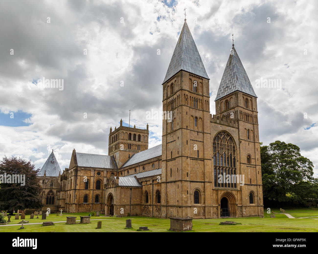 Southwell Minster showing the West side and North side aspects. In ...