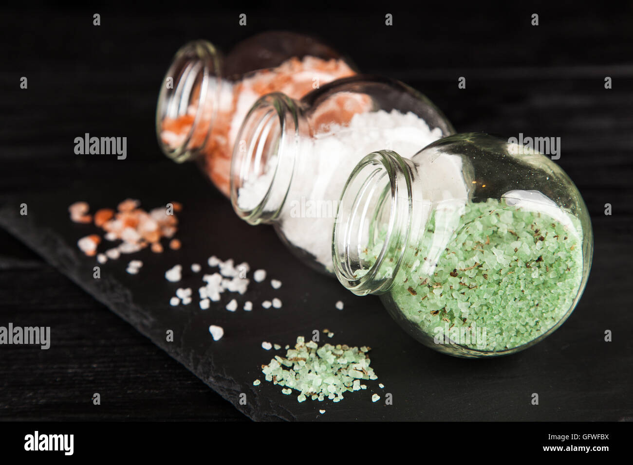 Assortment of salts Stock Photo - Alamy