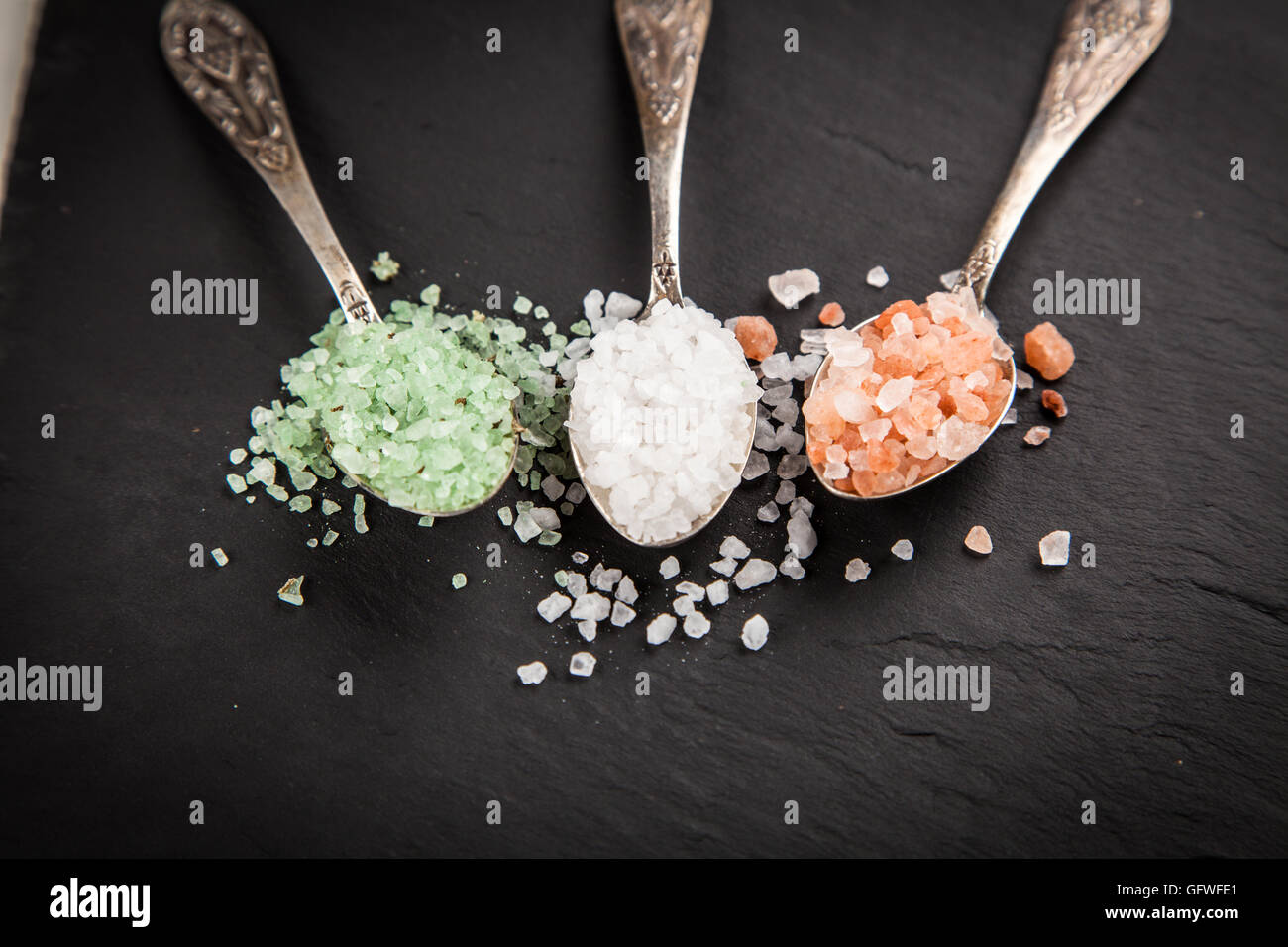 Assortment of salts Stock Photo - Alamy