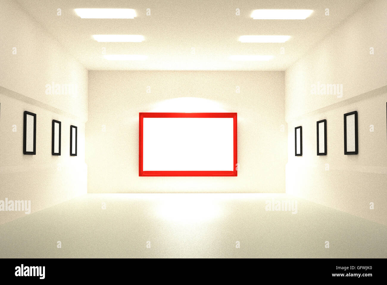 3D rendering of Blank of empty frames in a museum hallway Stock Photo ...