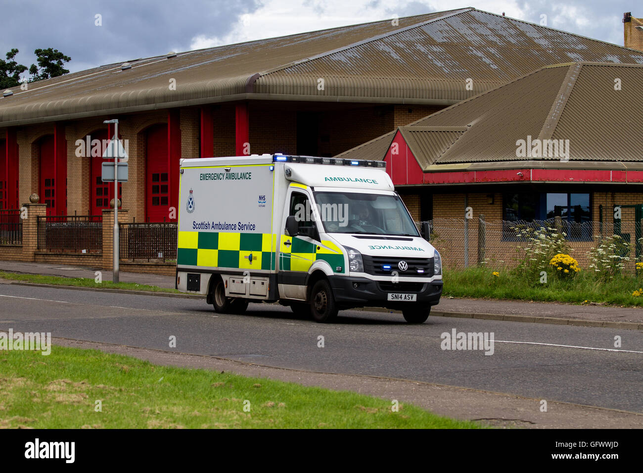 The Scottish Ambulance Service emergency ambulance responding to a 999 ...