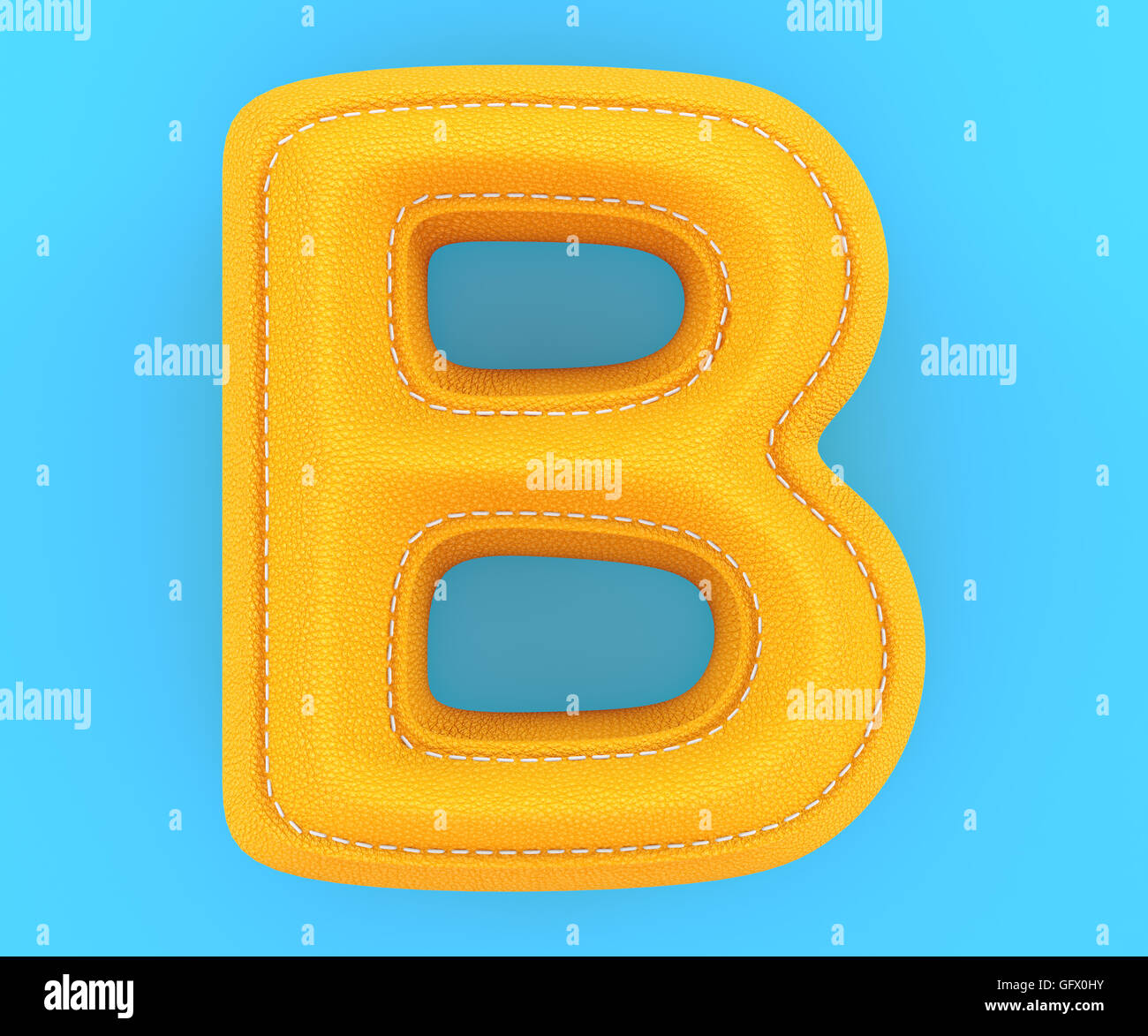 Alphabet yellow leather skin texture capital letter B. 3d rendering ...