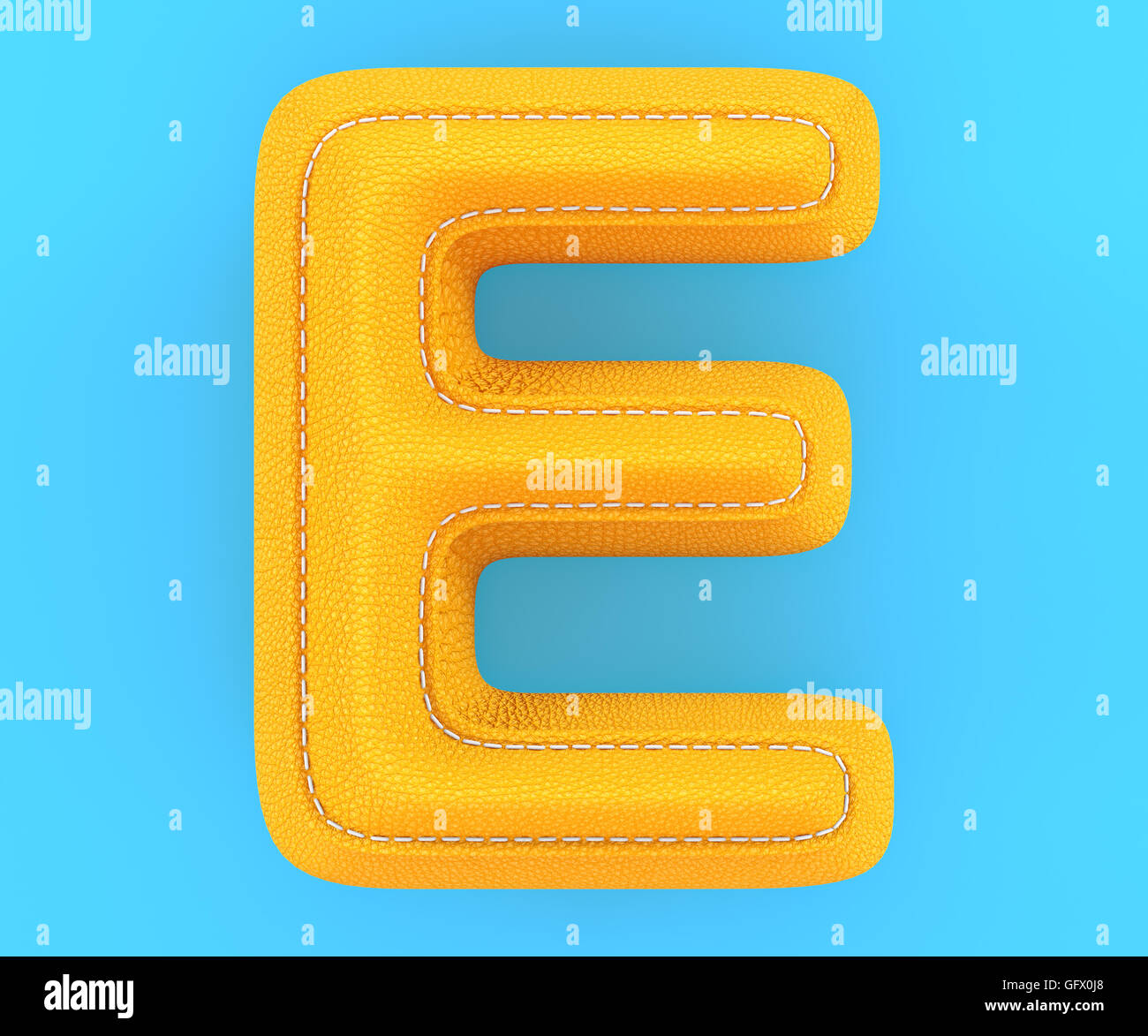 Alphabet yellow leather skin texture capital letter E. 3d rendering ...
