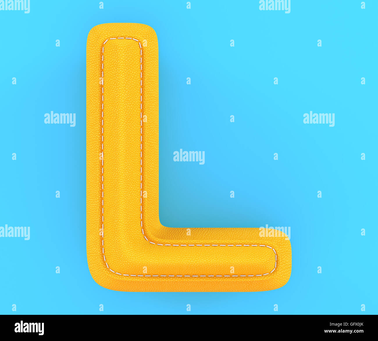 Alphabet yellow leather skin texture capital letter L. 3d rendering ...