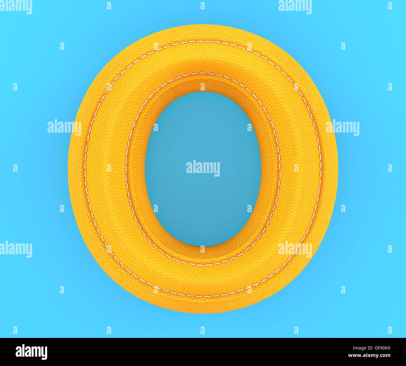 Alphabet yellow leather skin texture capital letter O. 3d rendering ...