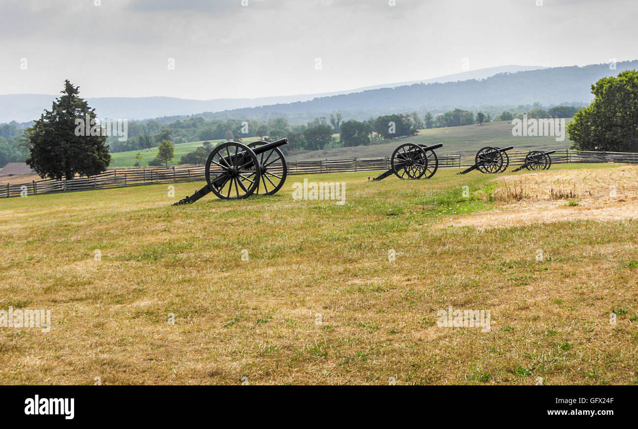 Cannon stand in line to mark the where men stood their ground Stock ...