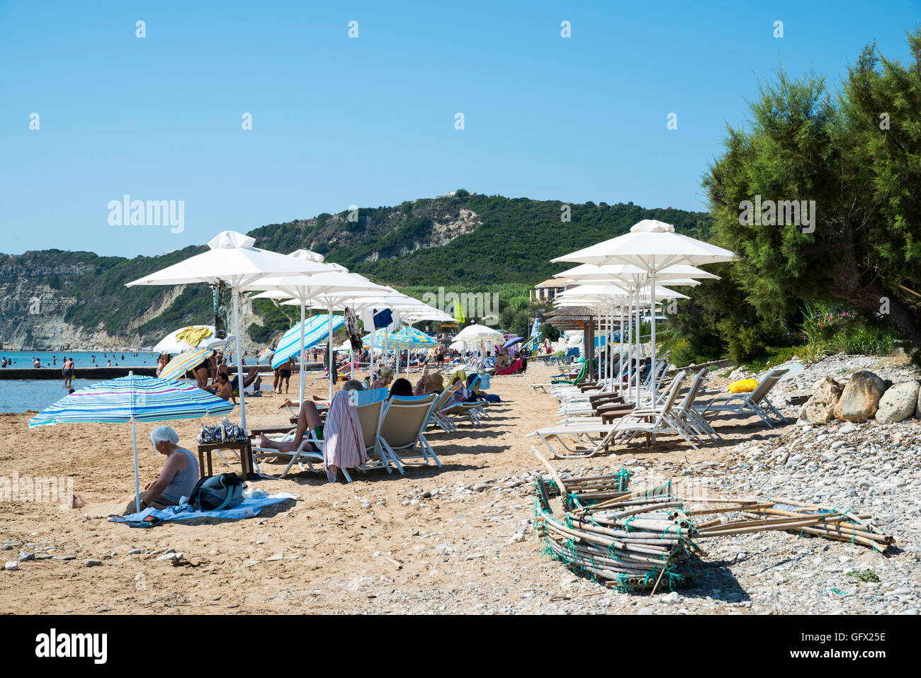 Beach in Arillas, Corfu, Ionian Islands, Greece, Europe Stock Photo - Alamy