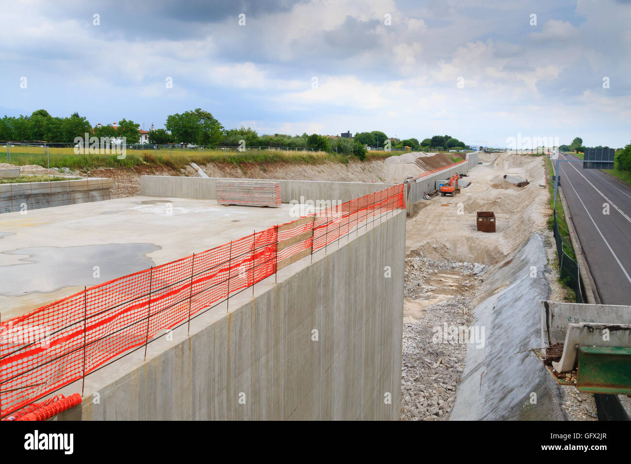 Detail of a road construction site for a new highway. Civil Engineering ...