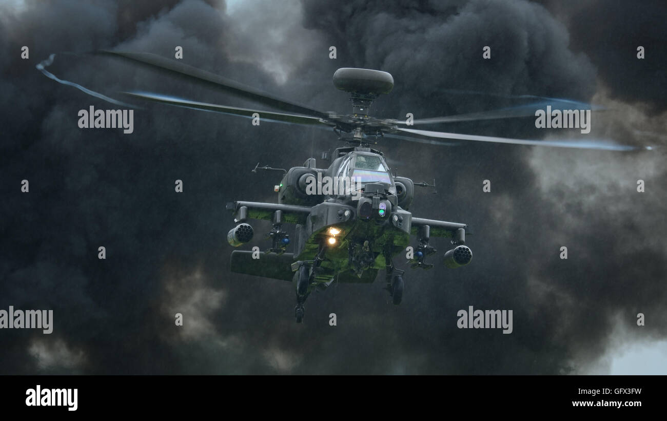 Apache Helicopter In Action