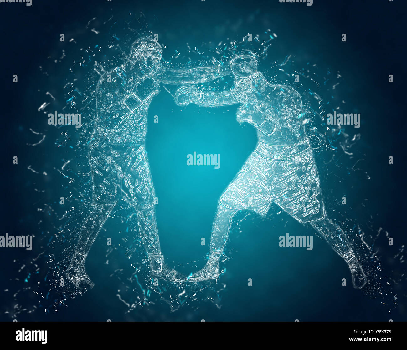 Illustration of abstract boxers in the ring. Crystal ice effect Stock ...