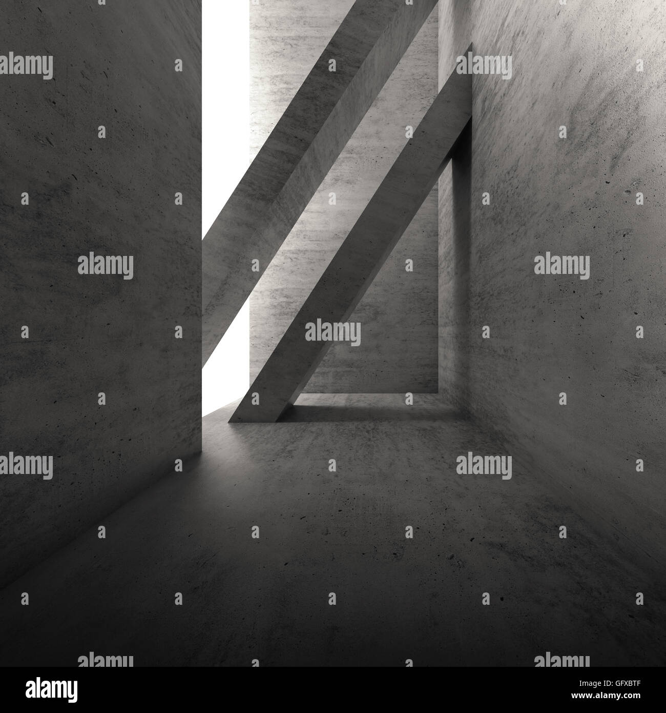 Abstract empty dark concrete interior. Modern architecture background ...