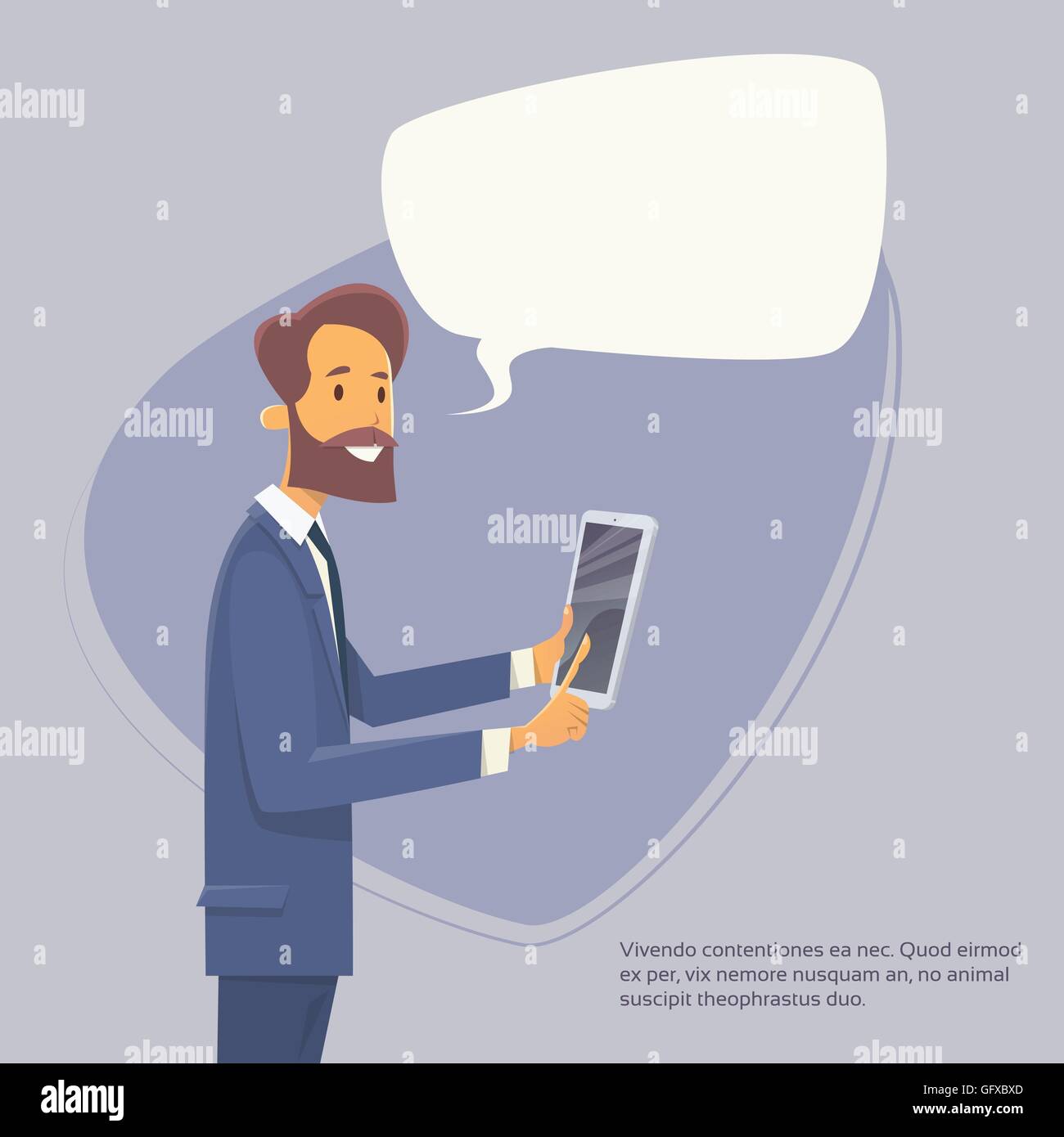 Businessman Using Tablet Computer Send Message Internet Texting Chat ...