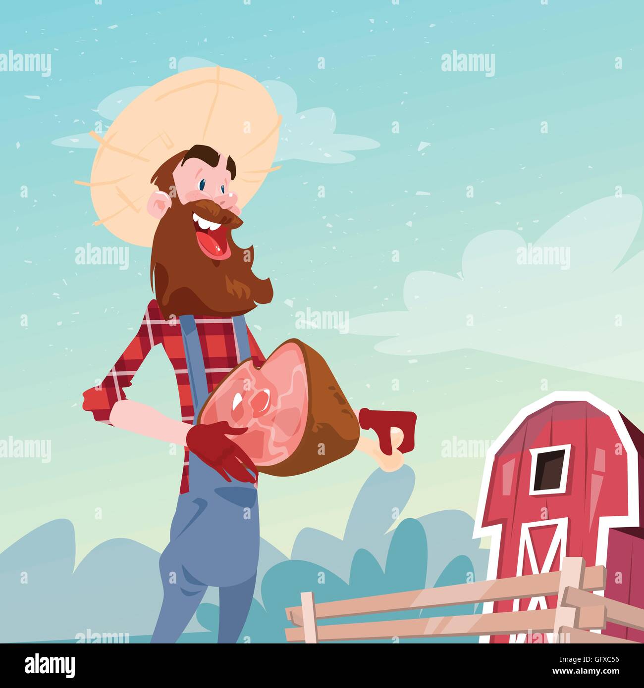 Farmer Hold Pig Leg Pork Butcher Animal Farm Stock Vector Image & Art ...