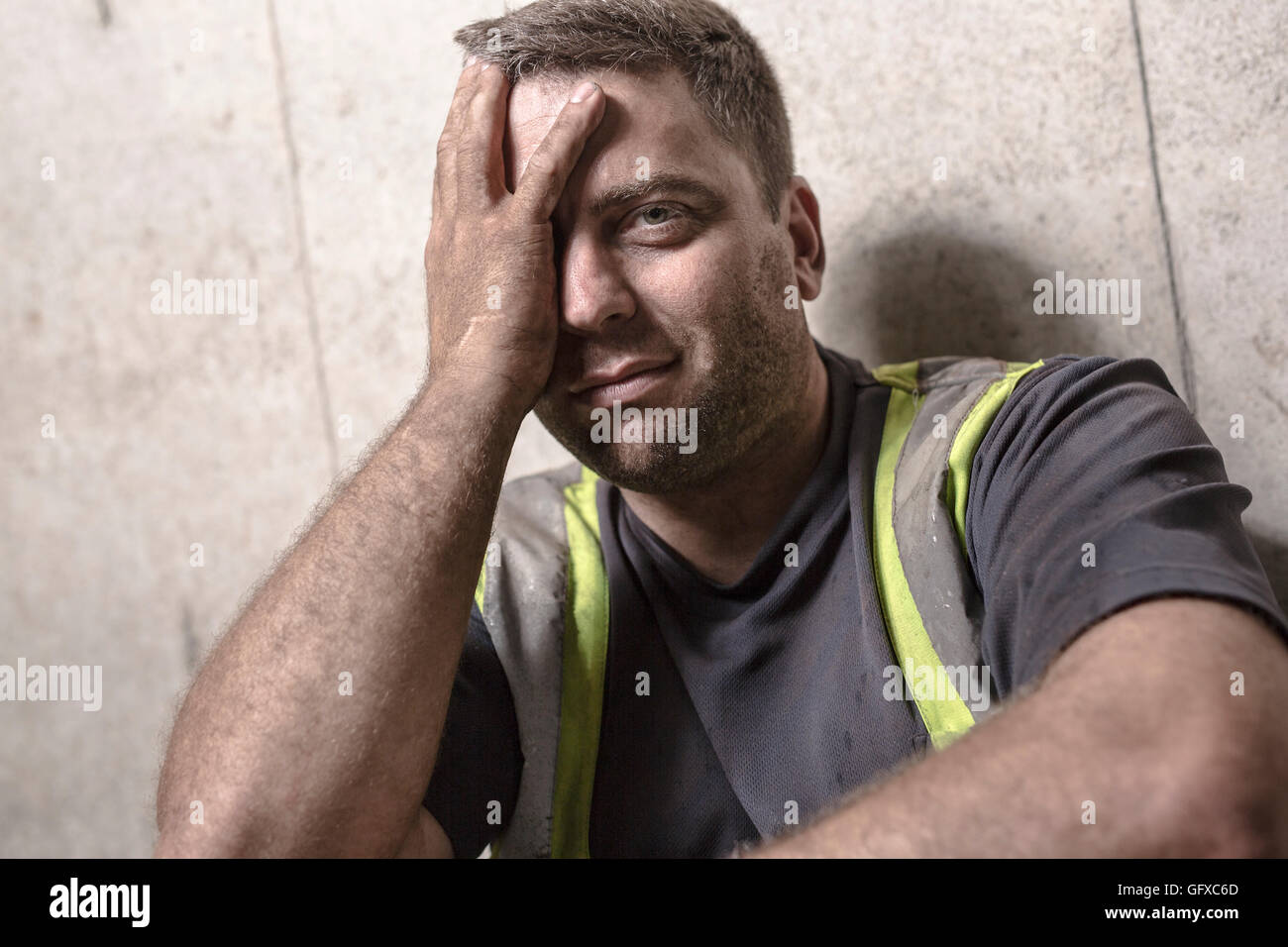 stressed man. emotion portrait worker Stock Photo - Alamy