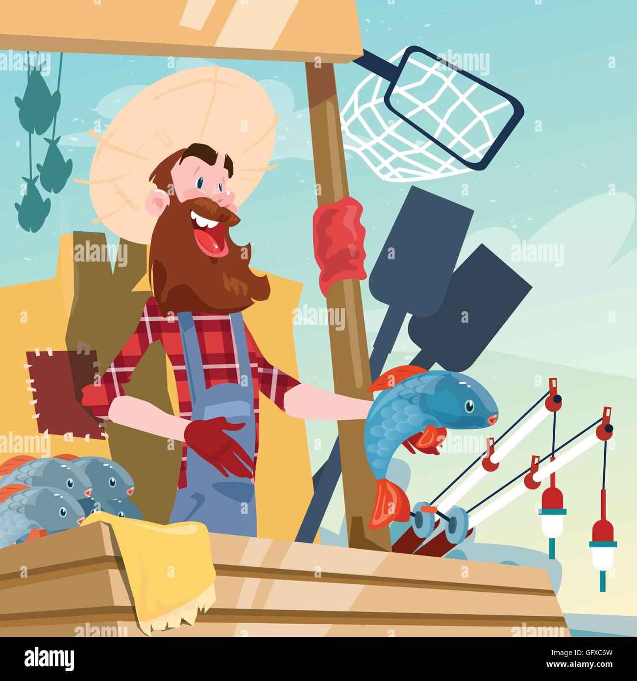 Villager fishing Stock Vector Images - Alamy