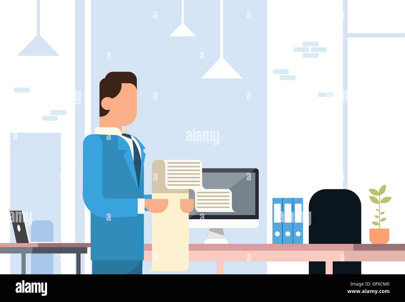 Man looking at checklist illustration hi-res stock photography and ...