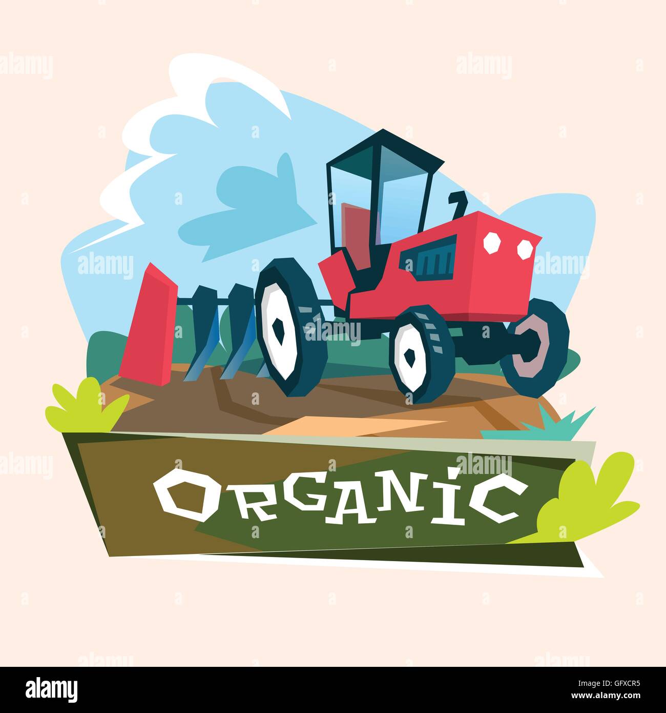 Tractor Plowing Field Eco Farming Concept Stock Vector Image & Art - Alamy
