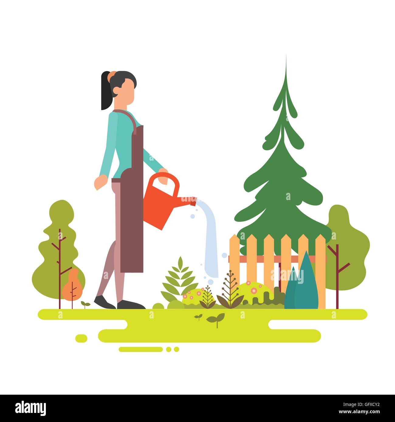 Woman Washing Garden Stock Vector Image & Art - Alamy