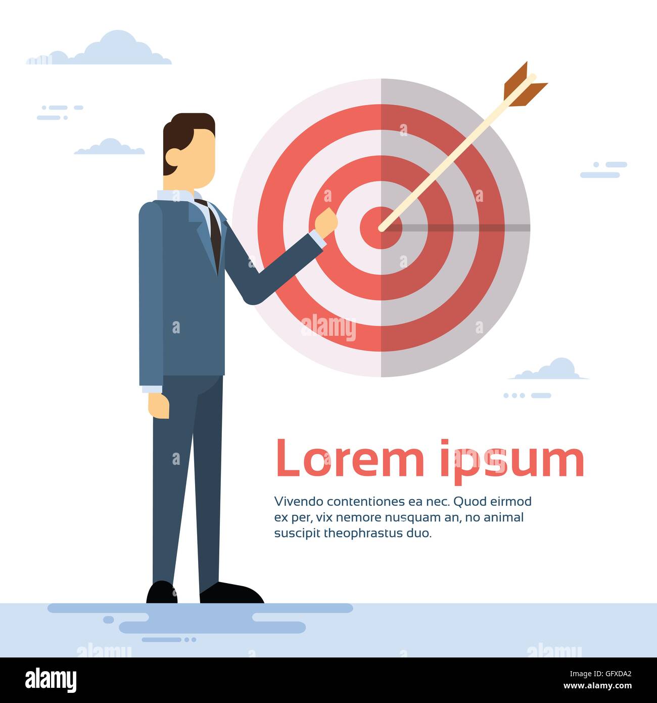Business Man Arrow Hit Target Successful Goal Stock Vector Image & Art ...