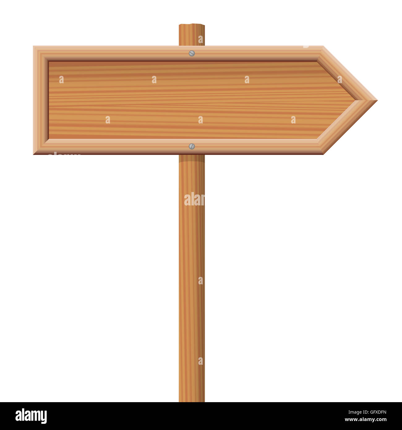 Wooden signpost fixed on a wooden pole Stock Photo - Alamy