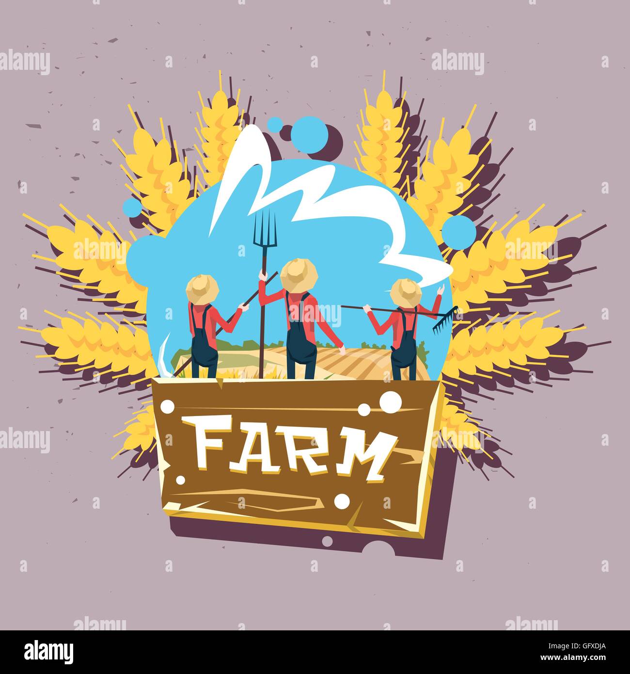 Farmer Group Wheat Harvest Fresh Eco Farm Logo Stock Vector Image & Art ...