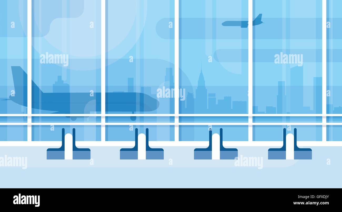 Interior view airport terminal Stock Vector Images - Alamy