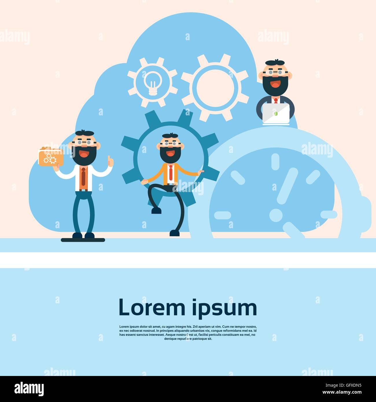 Business Man Group Team Working Cooperation Concept Stock Vector Image ...
