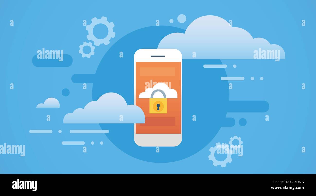 Smart Phone Cloud Database Lock Screen Data Privacy Protection Stock ...