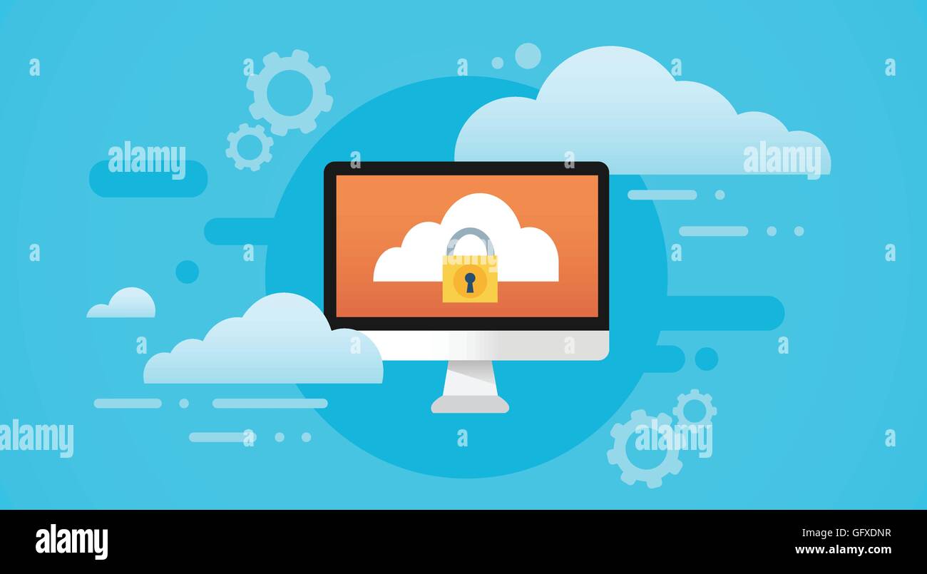 Computer Cloud Database Lock Screen Data Privacy Protection Stock ...