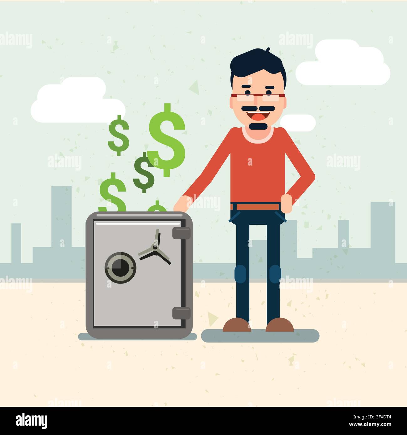 Business Man With Safe Money Security Concept Stock Vector Image & Art ...