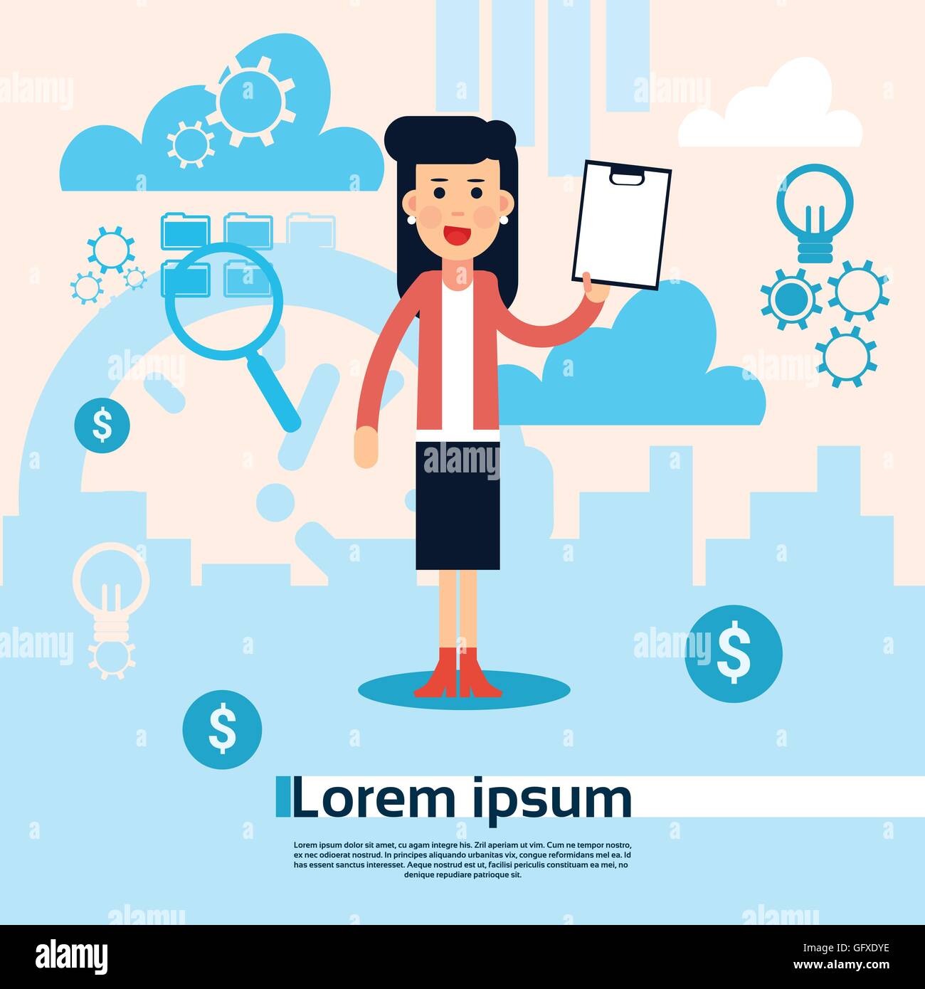 Business Woman Hold Paper Document Stock Vector Image & Art - Alamy