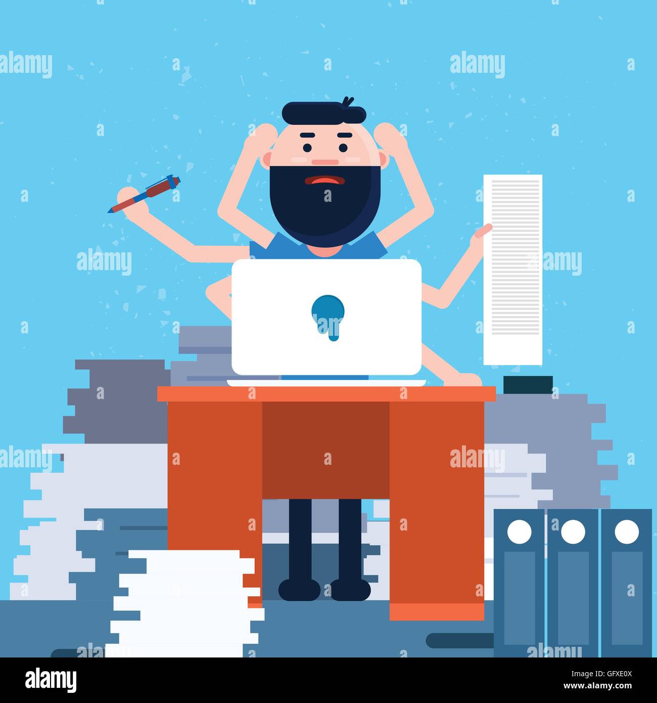 Man multi tasking office Stock Vector Images - Alamy