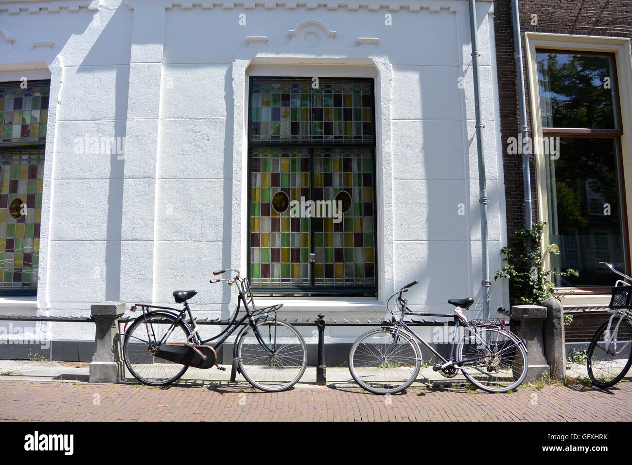 Colour panes of glass in a window Stock Photo - Alamy