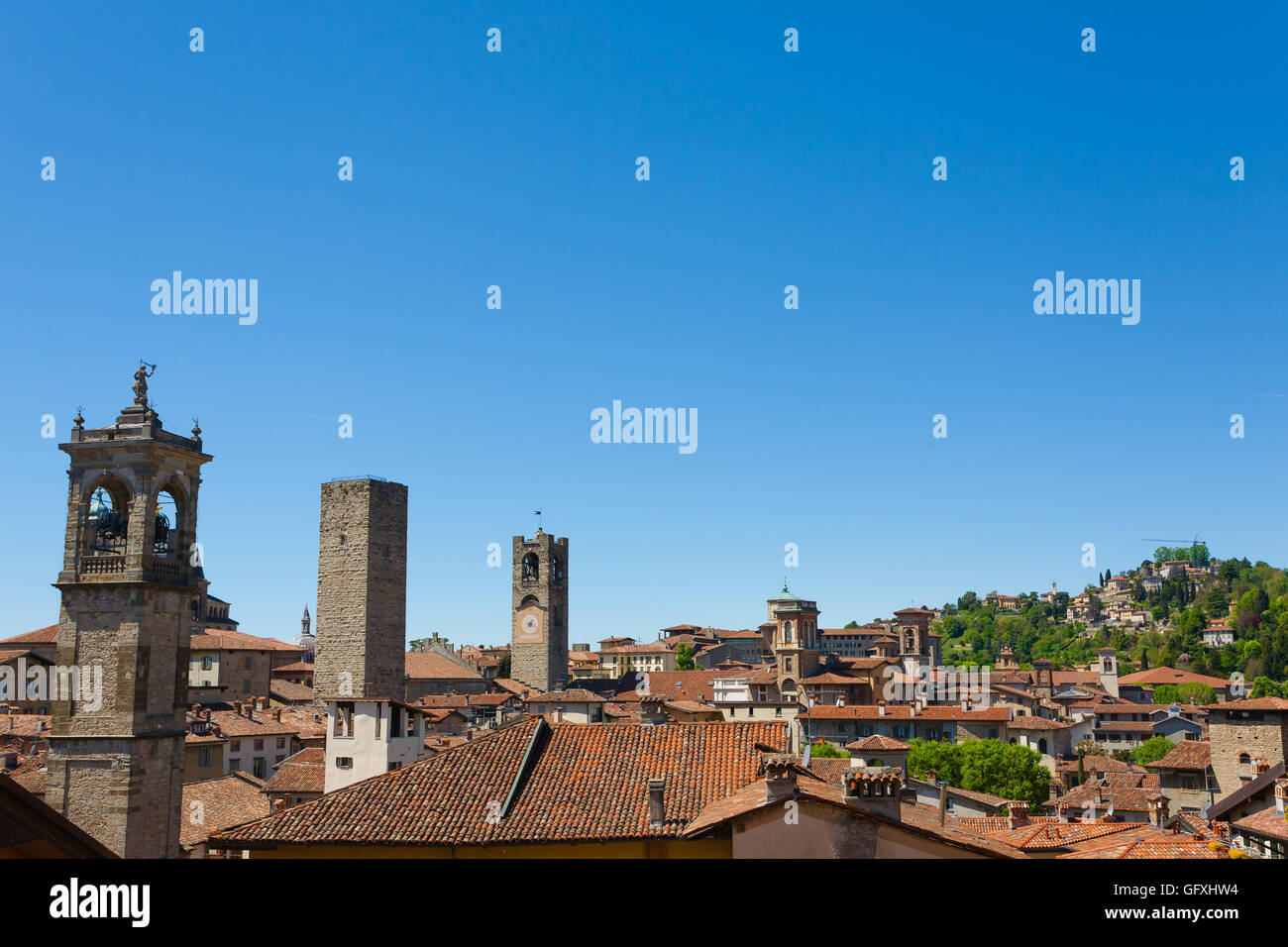 View of upper city of "Bergamo", Italian medieval town. Panorama from ...