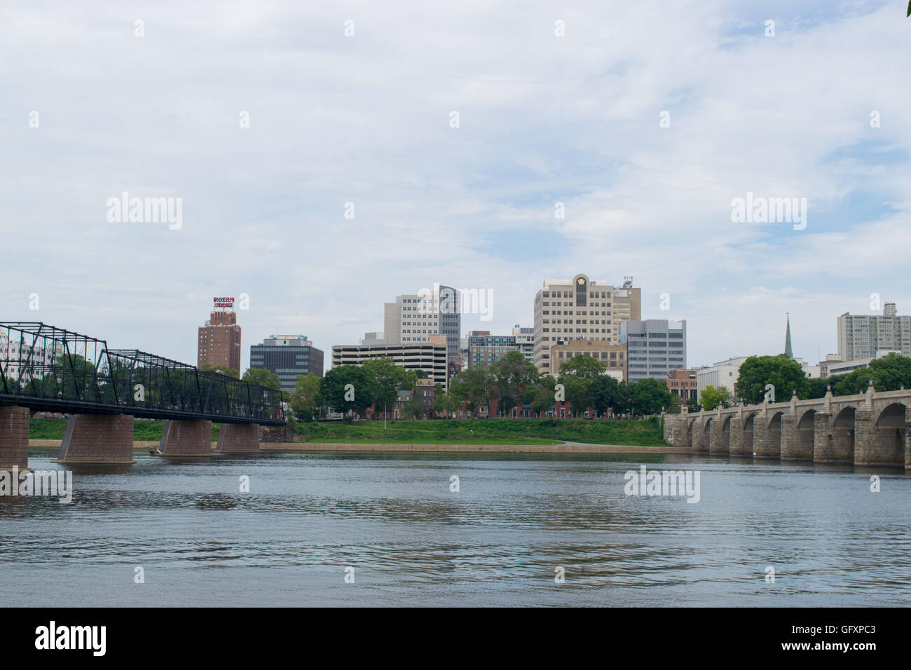 Skyline of Harrisburg, Pennsylvania across the Susquehanna River on ...