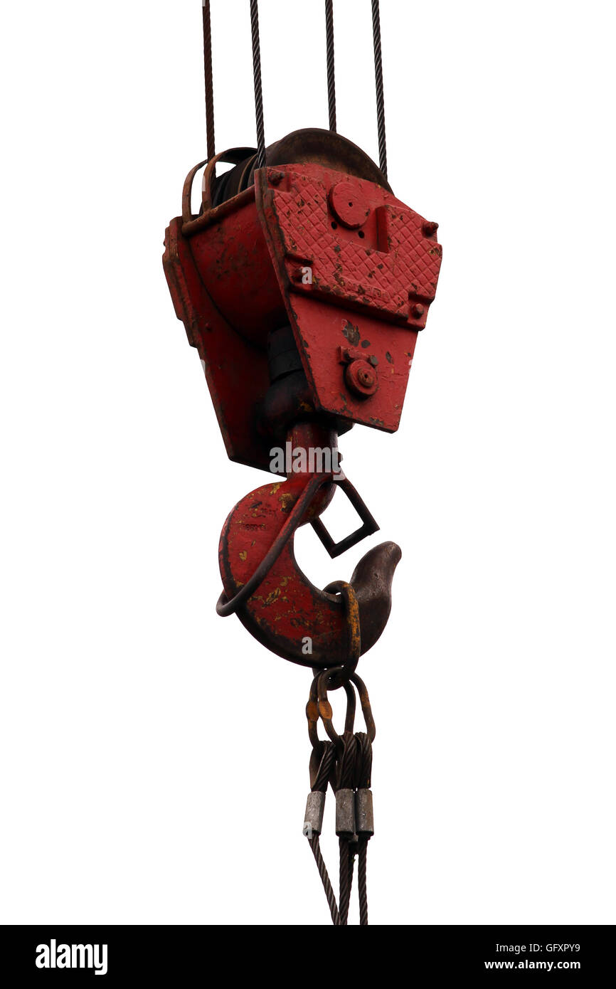 Isolated elements of crane: hook, loop chain connecting parts Stock ...