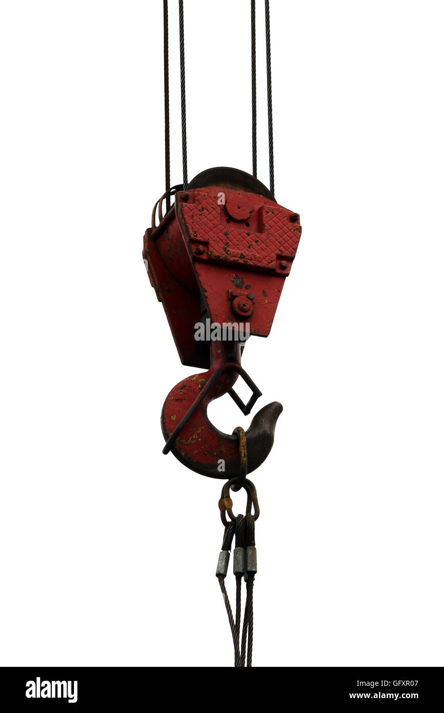 Isolated elements of crane: hook, loop chain connecting parts Stock ...