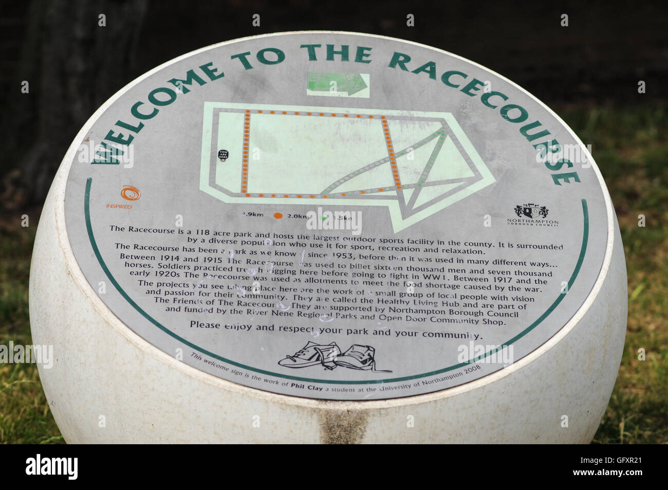 Racecourse park Northampton sign Stock Photo - Alamy