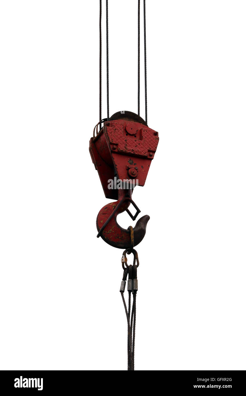 Isolated elements of crane: hook, loop chain connecting parts Stock ...