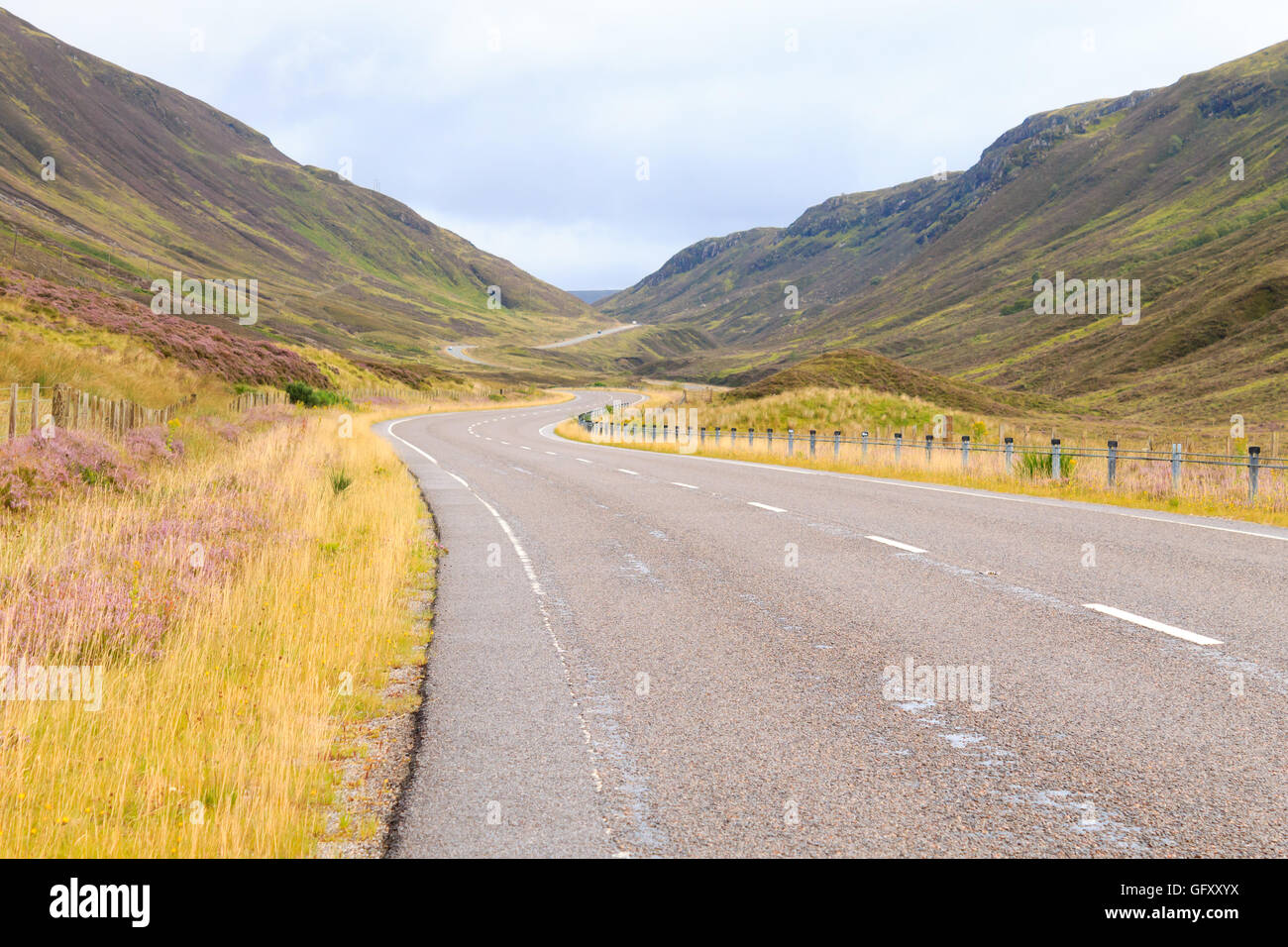 Scottish road trough countryside. Perspective road. Scotland panorama ...