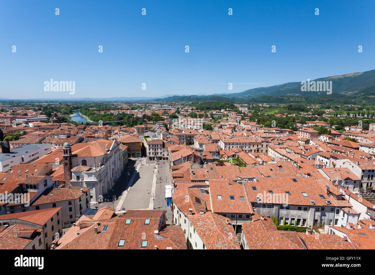 Cityscape from "Bassano del Grappa", Top view. Medieval town panorama ...