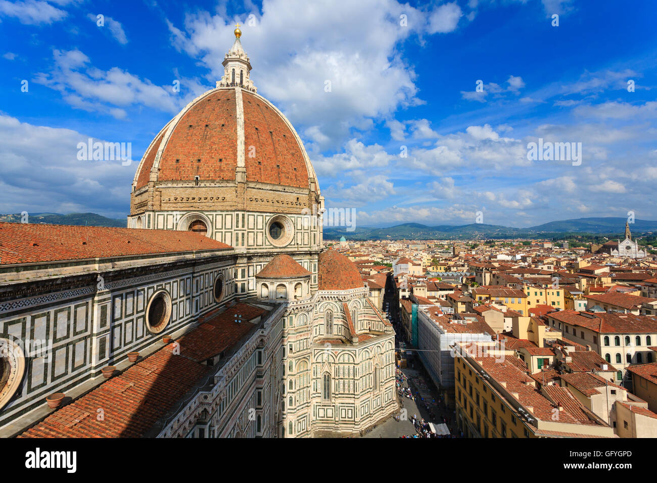 Florence Cathedral from Giotto's bell tower, Italian panorama Stock ...