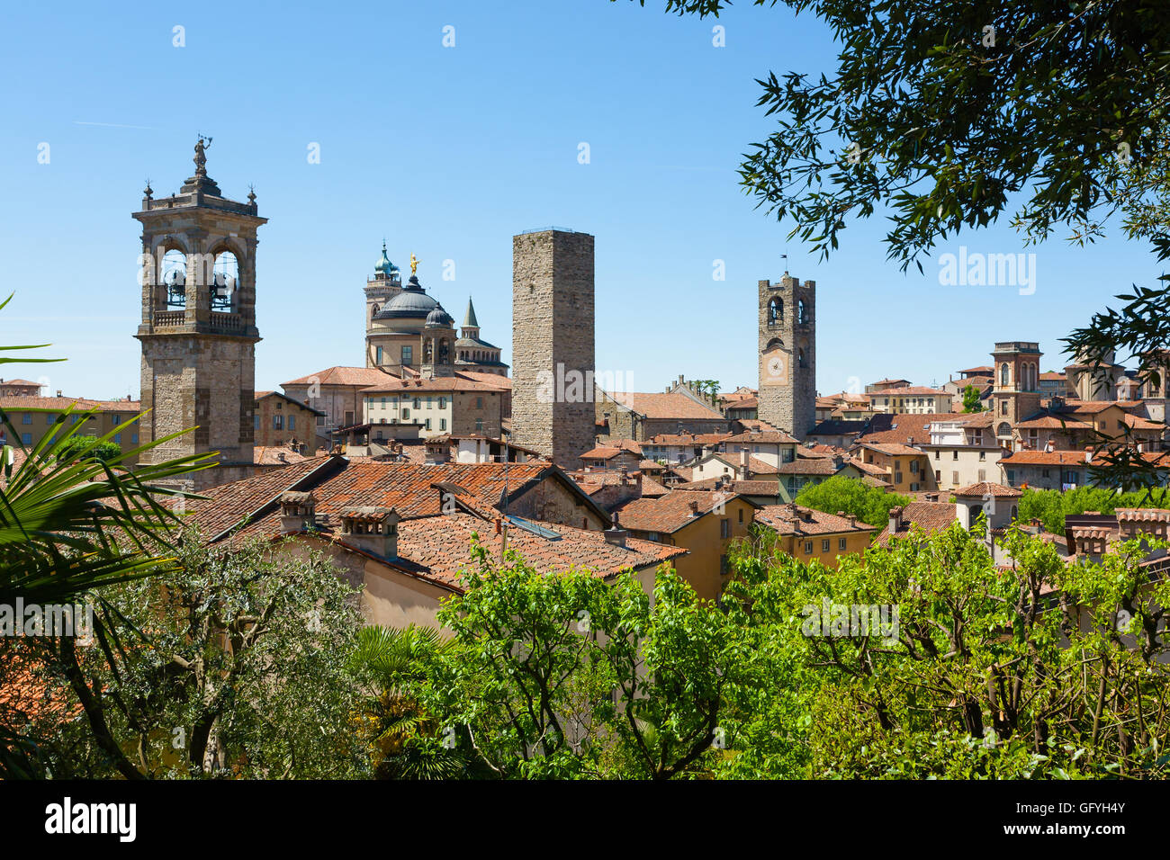 View of upper city of "Bergamo", Italian medieval town. Panorama from ...