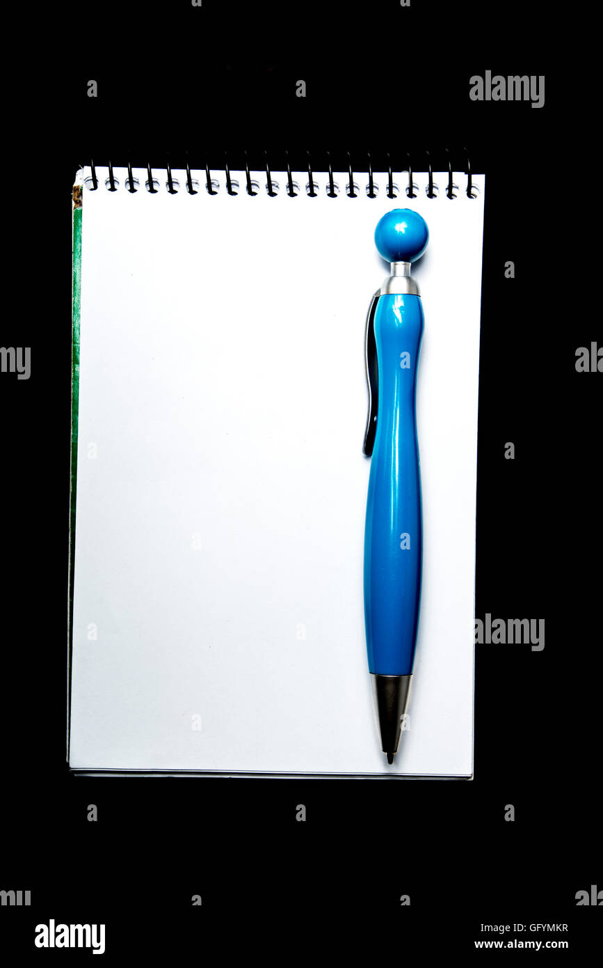 Open blue diary isolated pen hi-res stock photography and images - Alamy