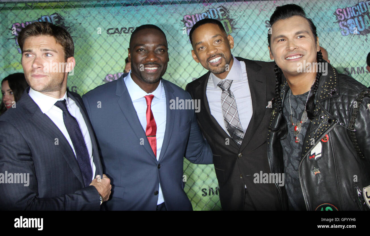New York, USA. 1st August, 2016. Scott Eastwood, Will Smith, Adewale ...