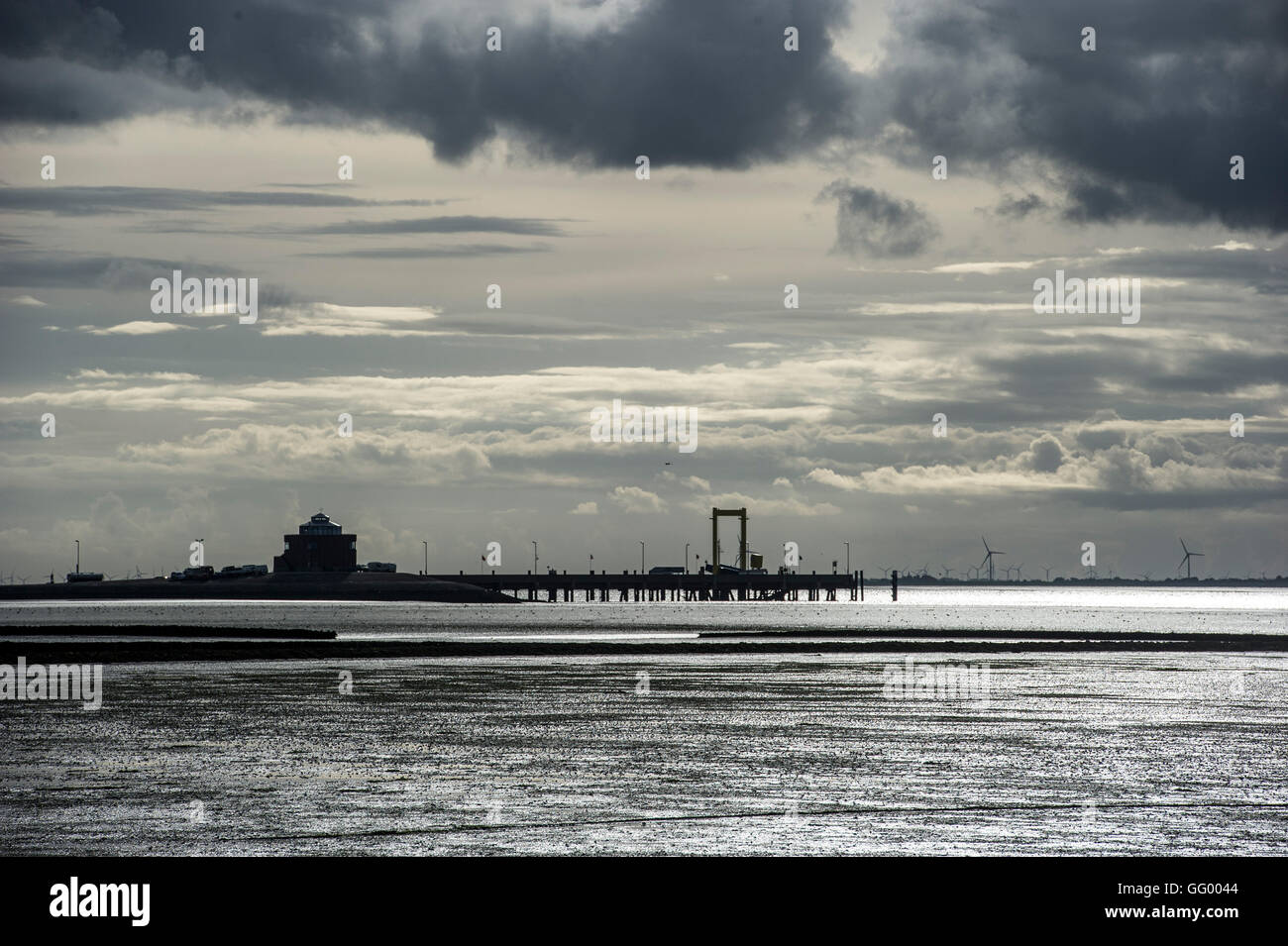 Pellworm, Germany. 01st Aug, 2016. Clouds above the ferry habour on ...