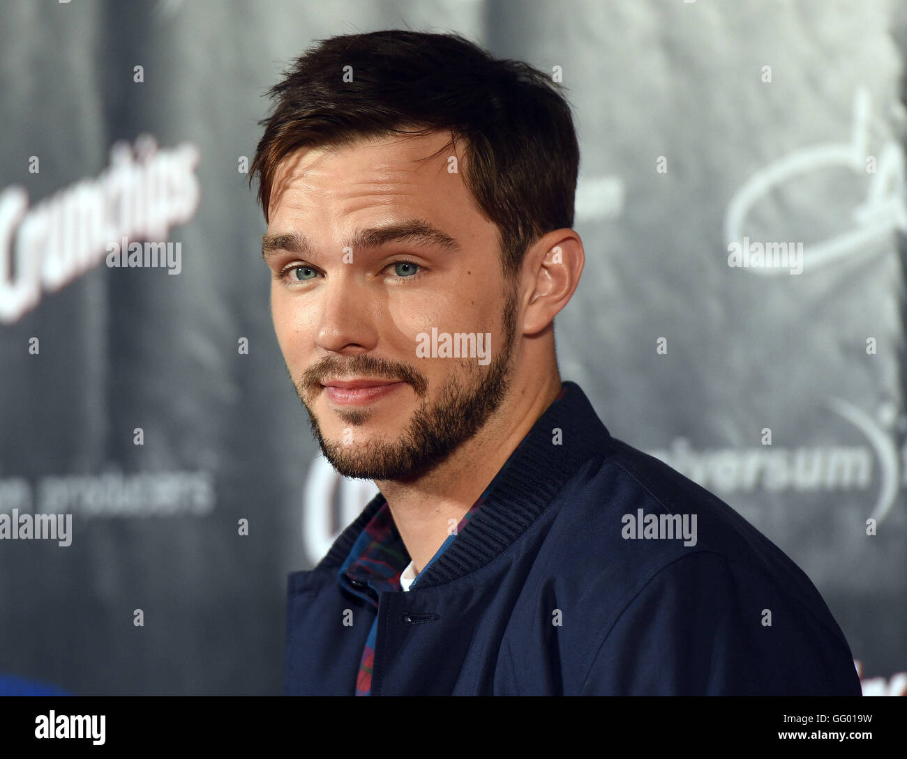 Cologne, Germany. 1st Aug, 2016. British actor Nicholas Hoult gestures ...