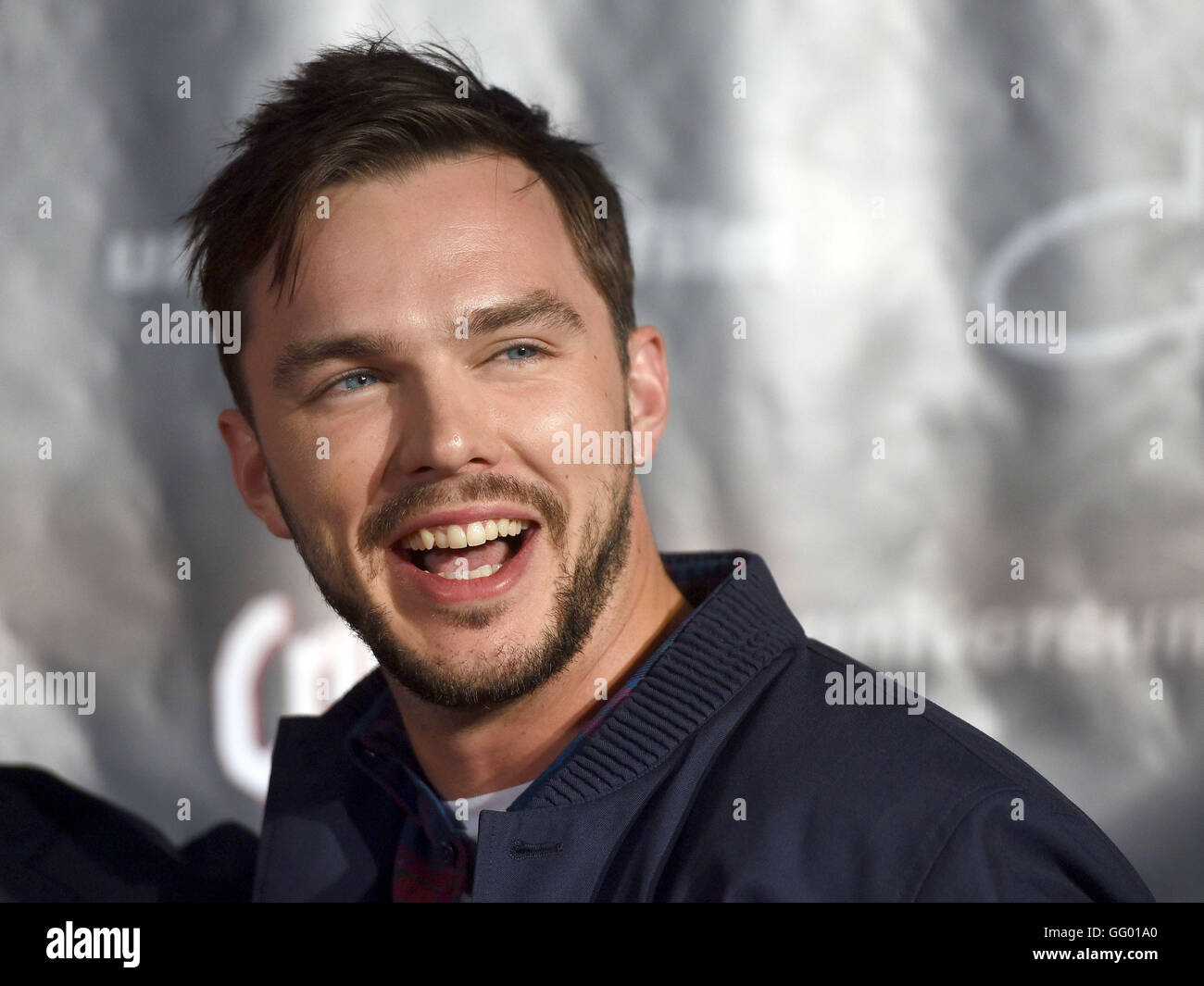 Cologne, Germany. 1st Aug, 2016. British actor Nicholas Hoult gestures ...