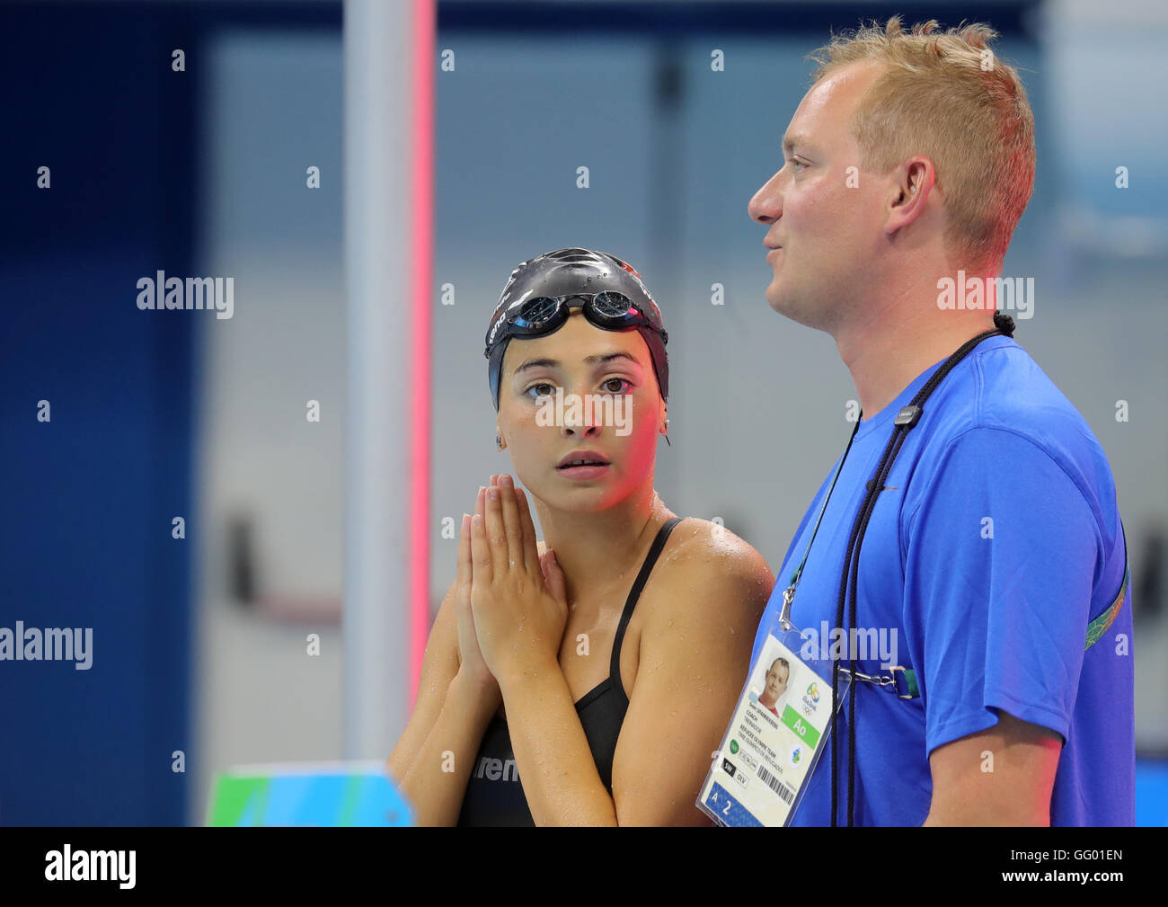 Rio de Janeiro, Brazil. 1st Aug, 2016. Syrian swimmer Yusra Mardini (L ...