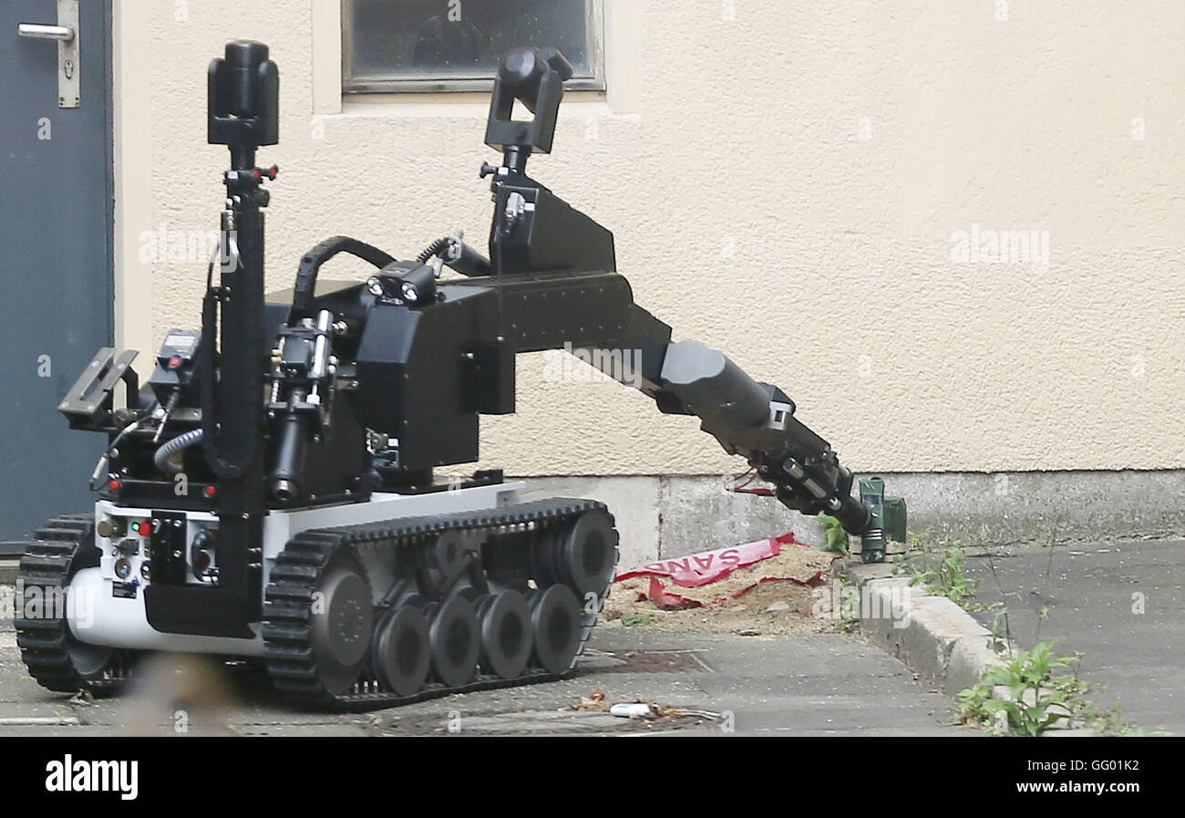 A remote controlled robot of the Berlin police force, during a ...